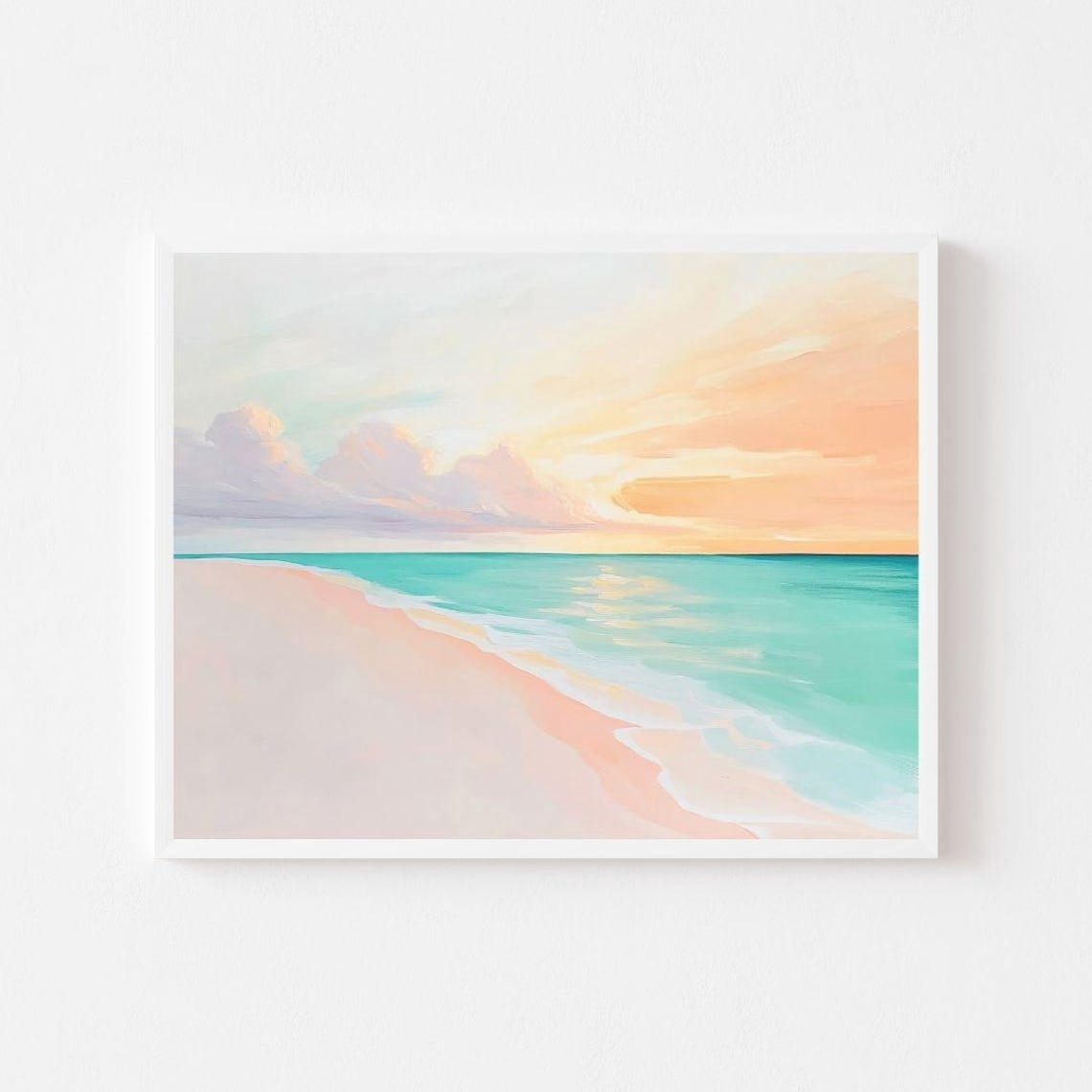Kna Prints - Tropical Ocean Sunset Painting Pastel Coastal Seascape ...