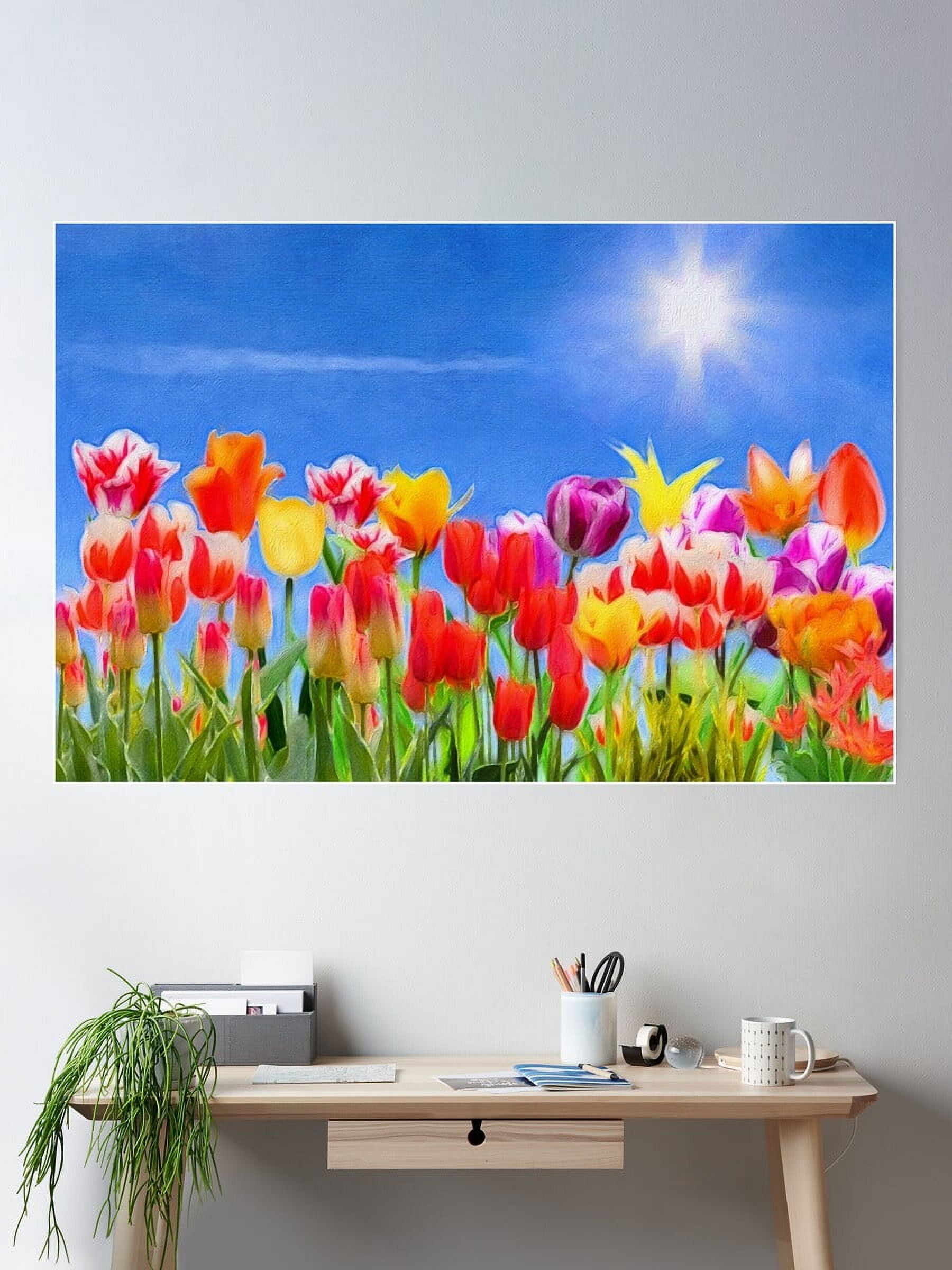 Kna Prints - Tulip Sunshine | Vivid Oil Painting Poster , UNFRAMED-24x36 - Walmart.com