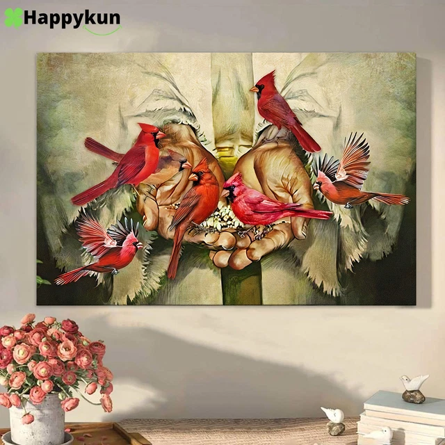 Kna Prints - Two Hand And Red Cardinal Birds L Art - Bible Verse Wall ...
