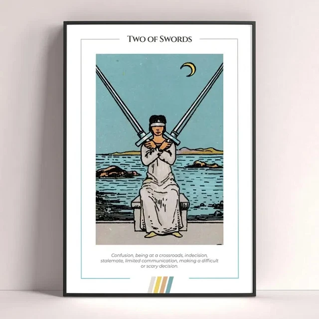 Kna Prints - Two Of Swords Tarot Card Poster, Tarot Art Print, Tarot ...