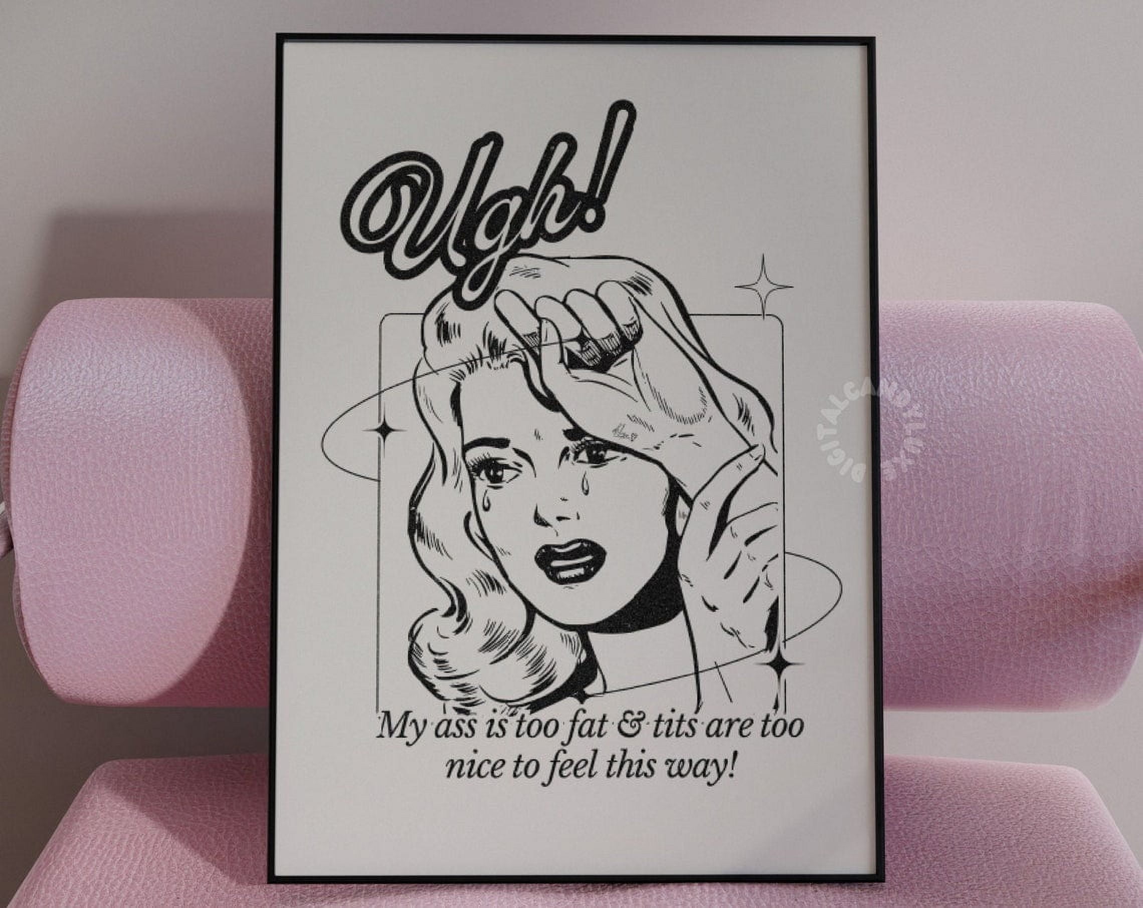 Kna Prints - Ugh! Retro Wall Art Print Trendy Art Preppy Bar Cart Decor ...