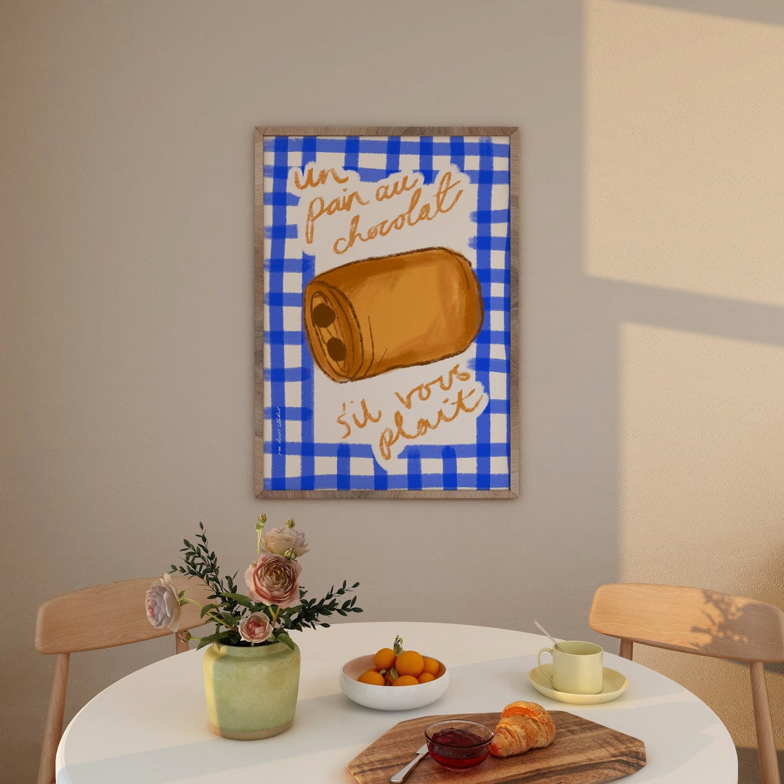 Kna Prints - Un Pain Au Chocolat Art Print Breakfast ,Food Trendy Retro Mid Century Print ...