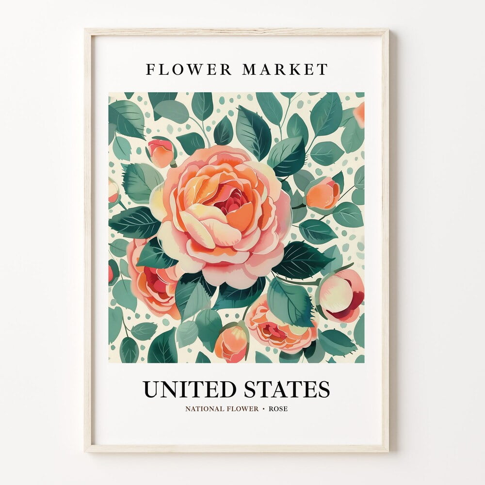 Kna Prints - United States National Flower Poster Print, 1960'S Rose ...