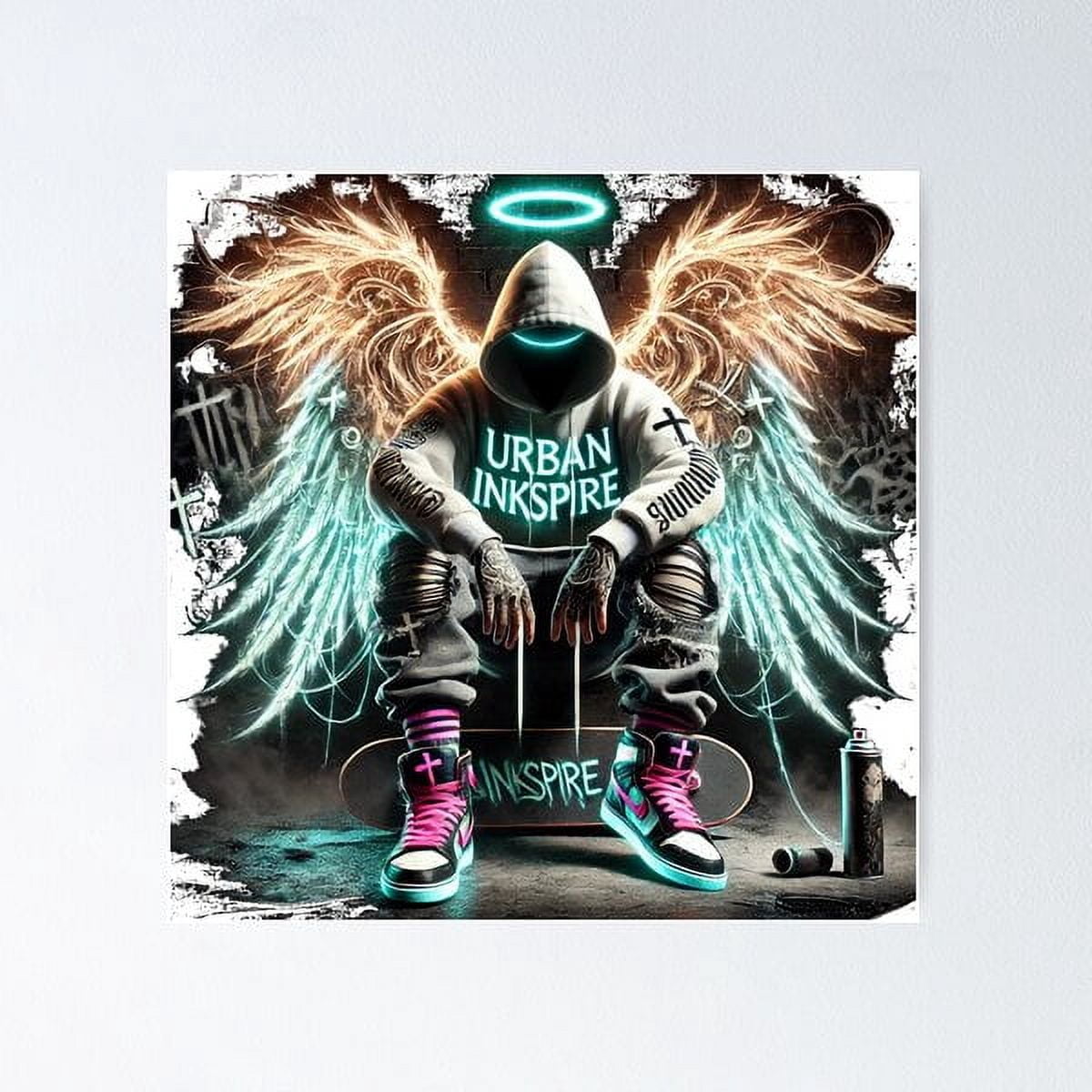 Kna Prints - Urban Angel: Edgy Minimalist Graphic Tee Poster , Wall Art ...