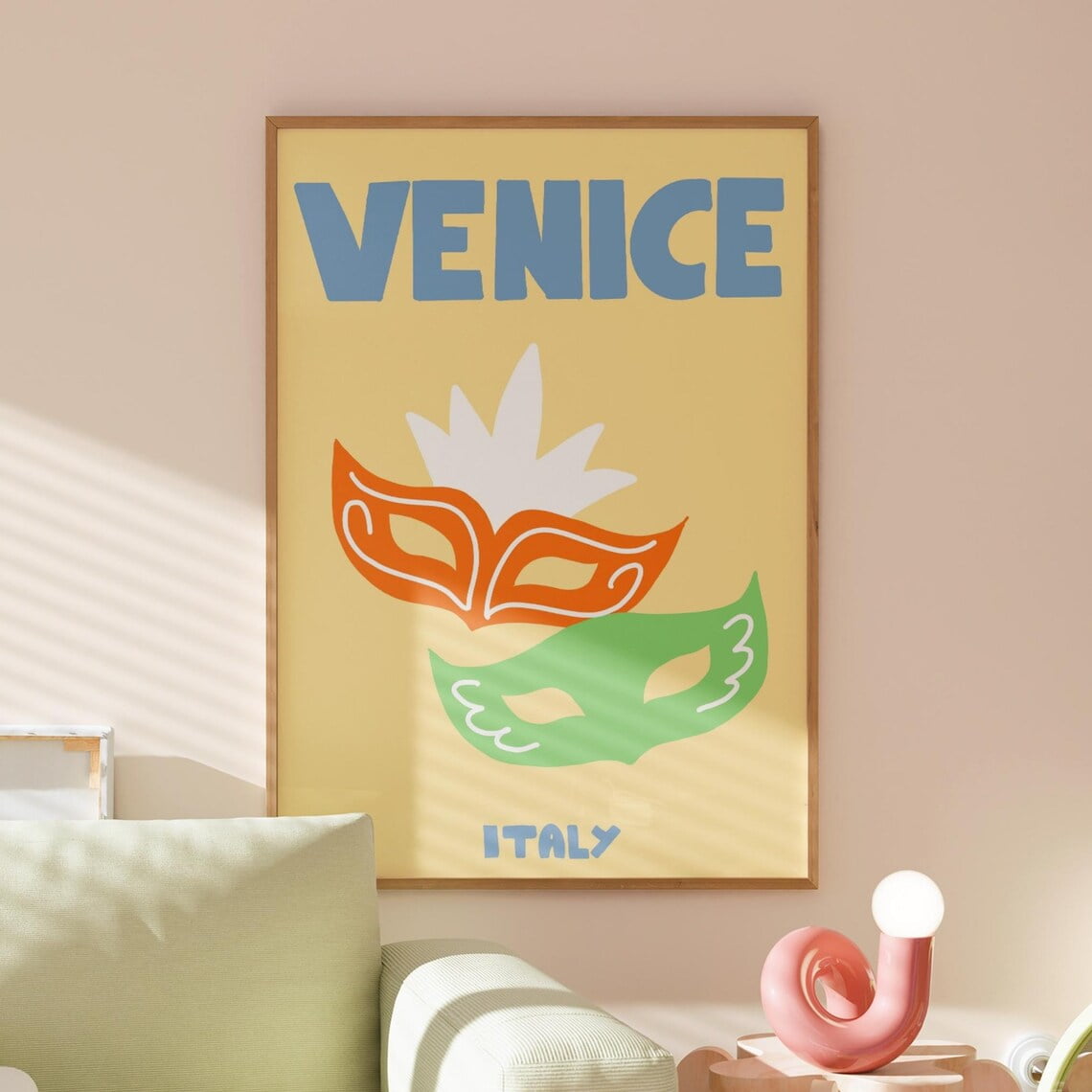 Kna Prints - Venice , Preppy Travel Wall Art, Minimal Tropical Print ...