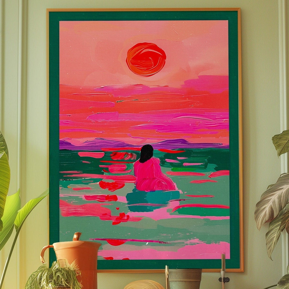 Kna Prints - Verano Poster, Beach Poster, Maximalist Decor, Red Wall ...