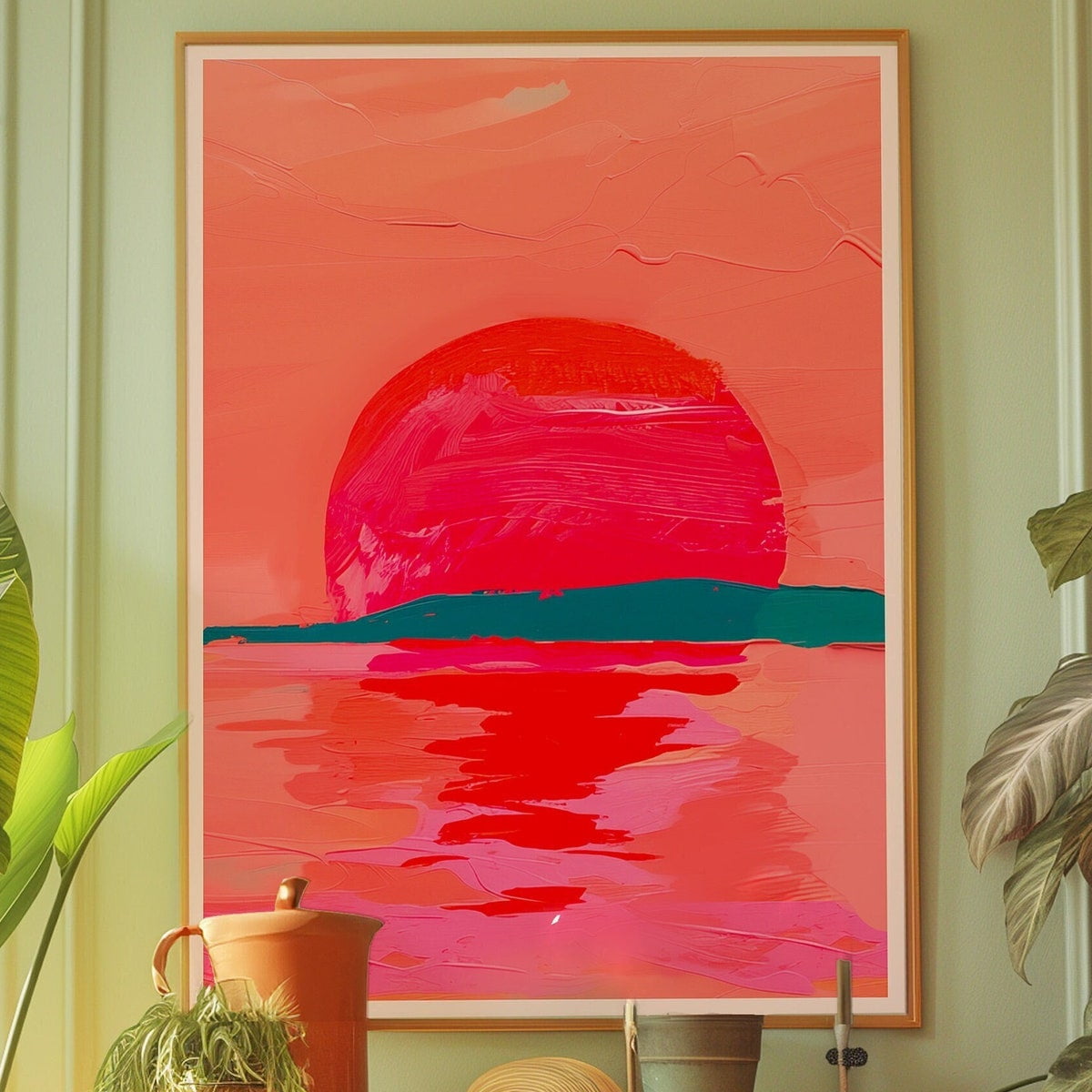 Kna Prints - Verano Poster, Sunset Poster, Red Wall Art, Kitchen Wall ...
