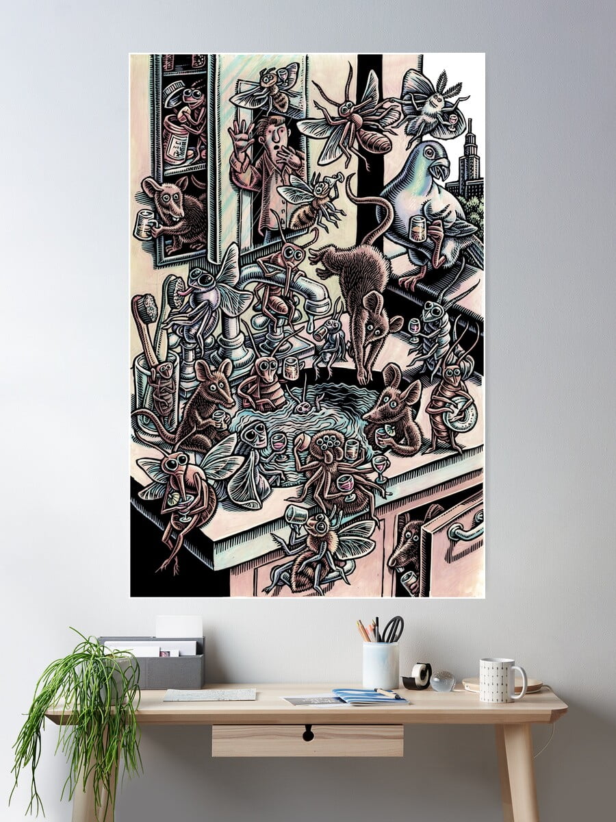 Kna Prints - Vermin In The Bathroom Poster , UNFRAMED-12x18 - Walmart.com