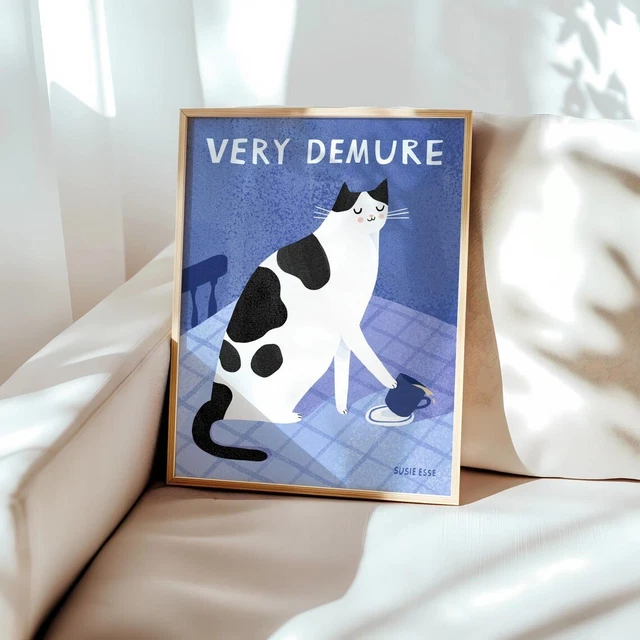 Kna Prints - Very Demure Cat Vintage Poster, Lovely Demure Cat Poster ...