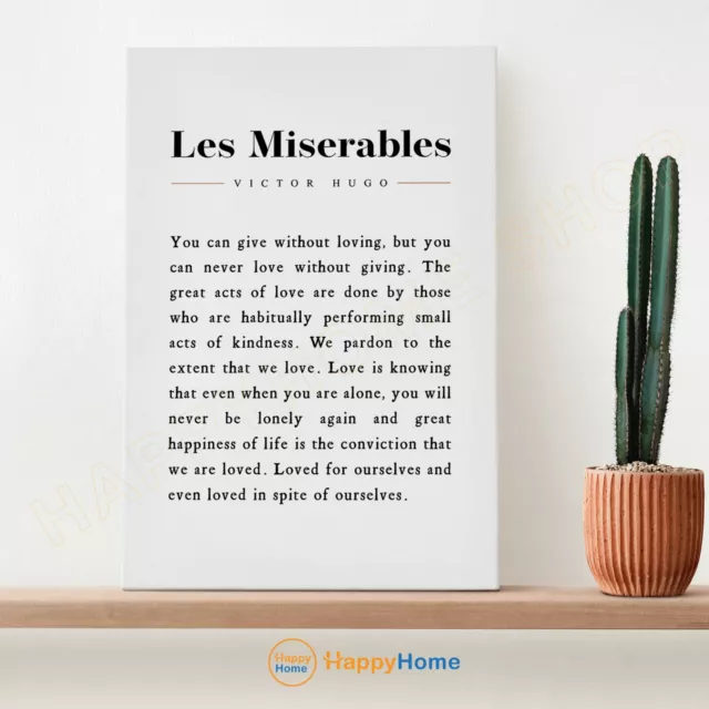 Kna Prints - Victor Hugo Les Miserables Quote Wall Art Literary Book ...
