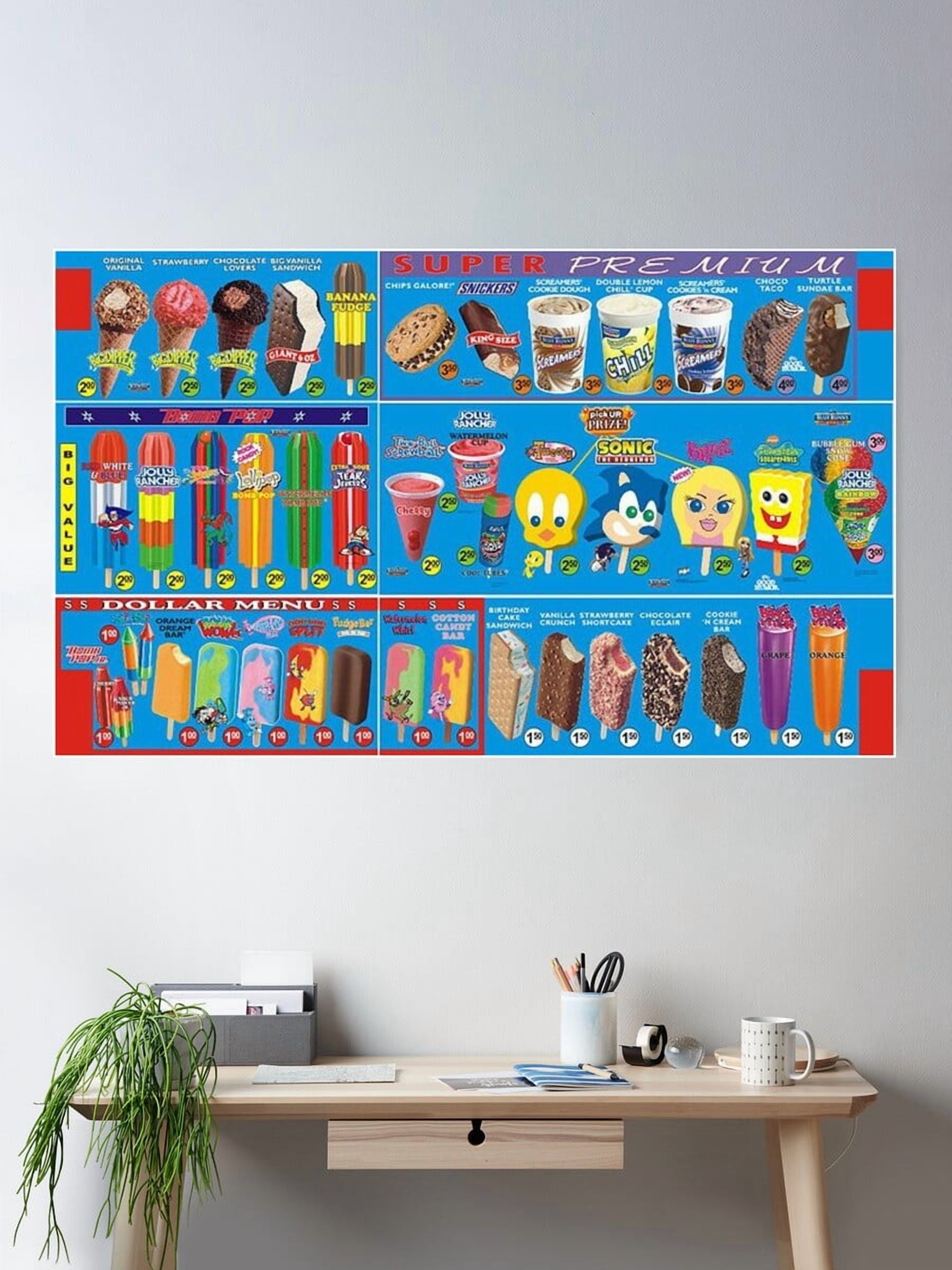 Kna Prints - Vintage 2000S Ice Cream Truck Menu Poster , UNFRAMED-24x36 ...