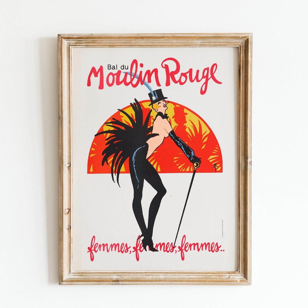 Kna Prints - Vintage Art Moulin Rouge Ad 1960S Femmes Paris Cabaret ...
