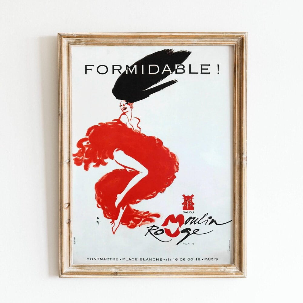 Kna Prints - Vintage Art Moulin Rouge Ad 1980S Paris Cabaret Poster Red ...