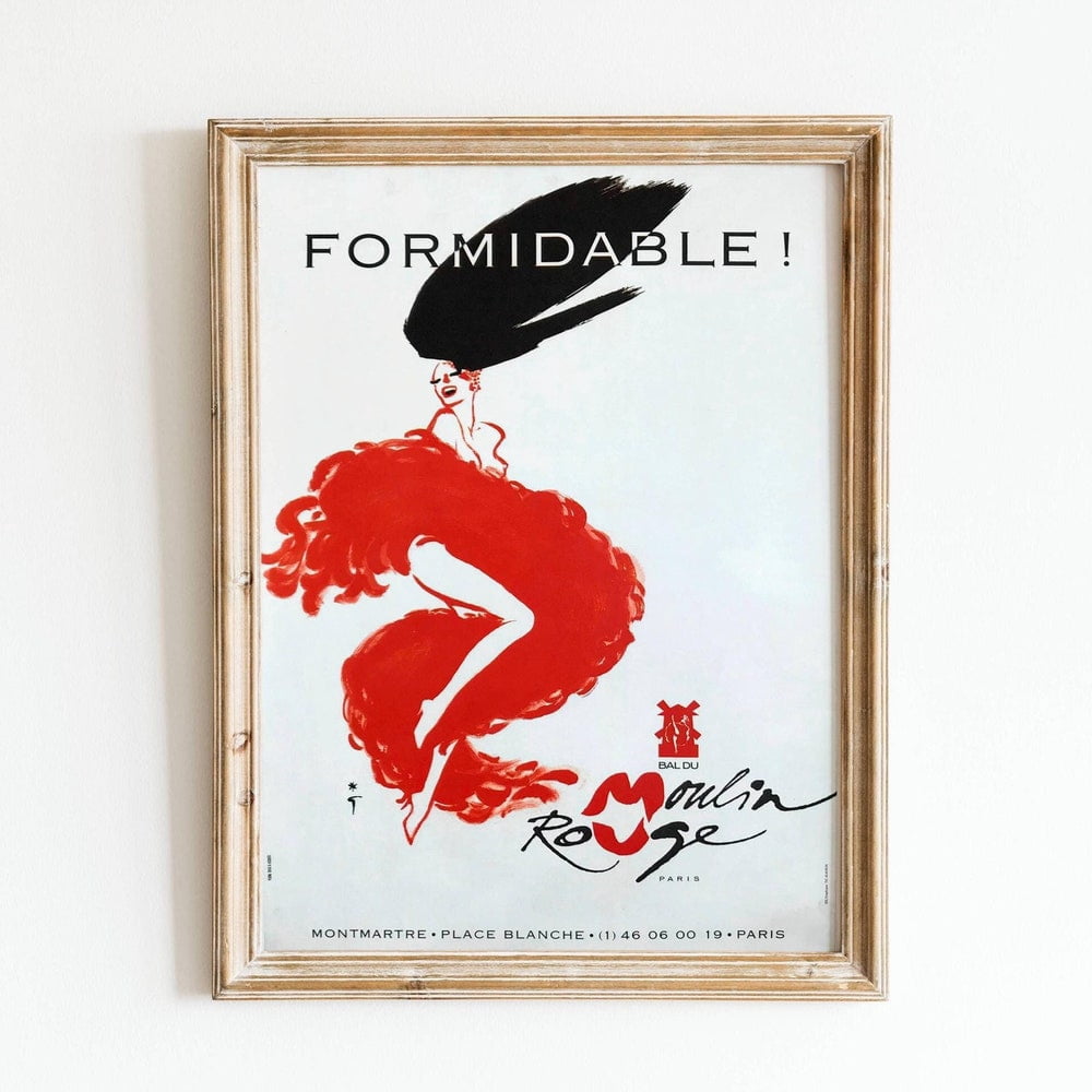 Kna Prints - Vintage Art Moulin Rouge Ad 1980S Paris Cabaret Poster Red ...