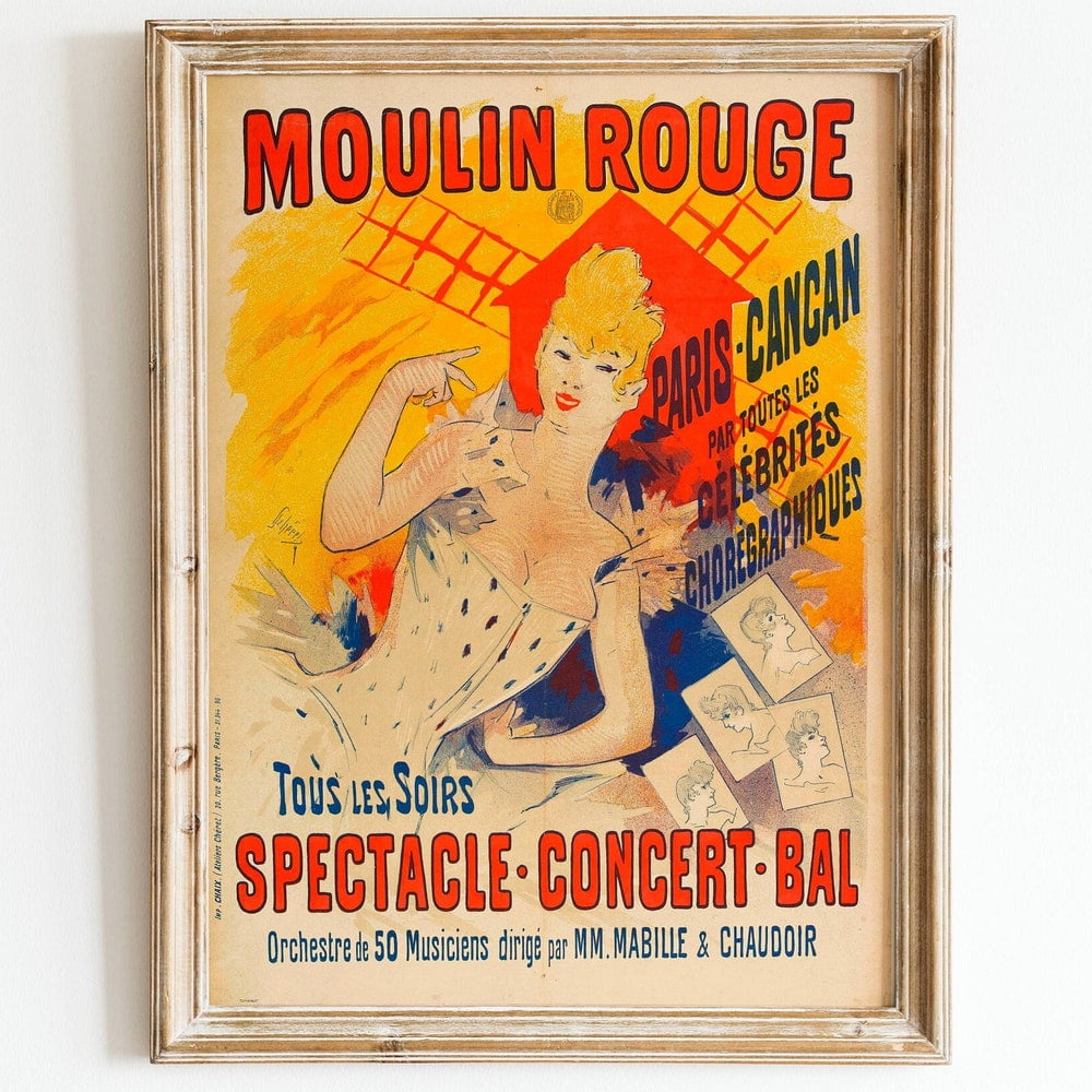 Kna Prints - Vintage Art Moulin Rouge Ad Poster Paris Cabaret Art Print ...