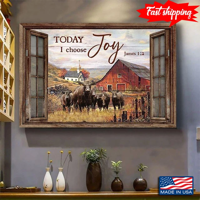 Kna Prints - Vintage Barn Window With Black Cows Onarm Today I Choose ...