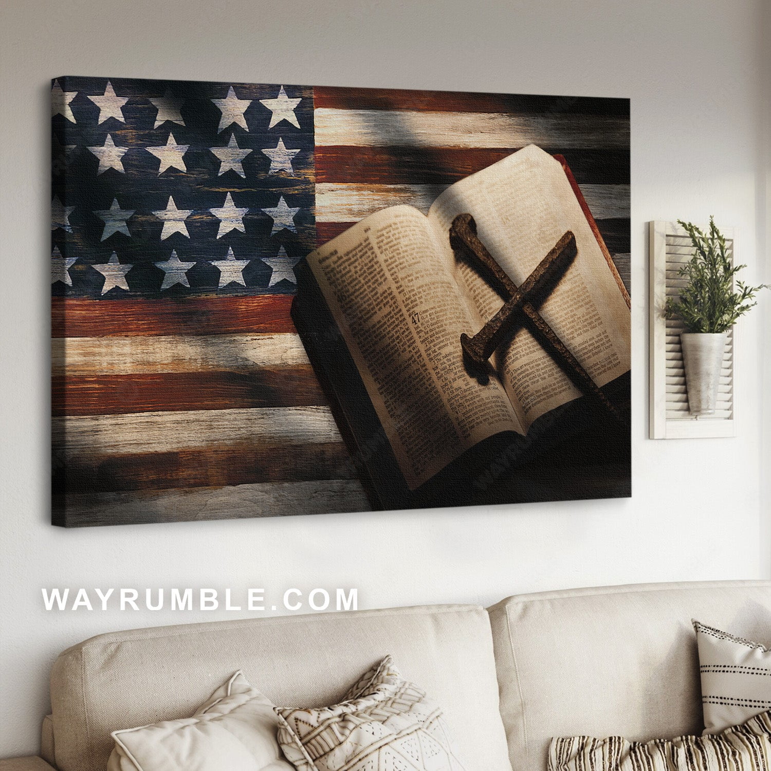 Kna Prints - Vintage Bible, Stunning Cross, Us Flag Background, Jesus ...