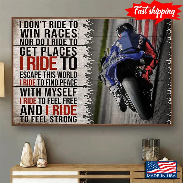 Kna Prints - Vintage Biker Cornering I Dont Ride To Win Races Nor Do I ...