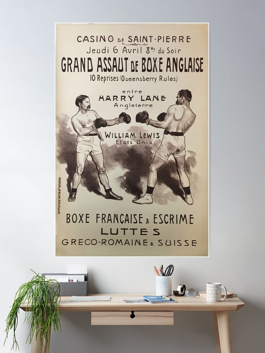 Kna Prints - Vintage Boxing Poster France Poster , UNFRAMED-12x18 ...