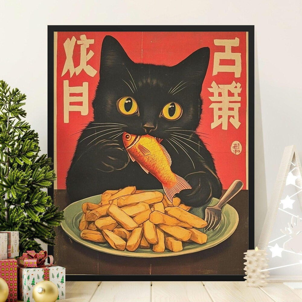 Kna Prints - Vintage Cat Poster, Retro Style Kitchen Decor, Funny Wall ...