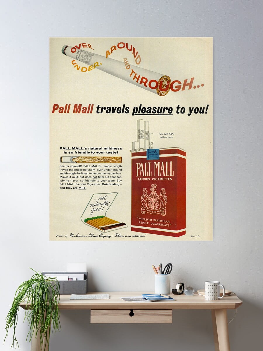 Kna Prints - Vintage Cigarette Pall Mall For Home Decor, Living Room ...