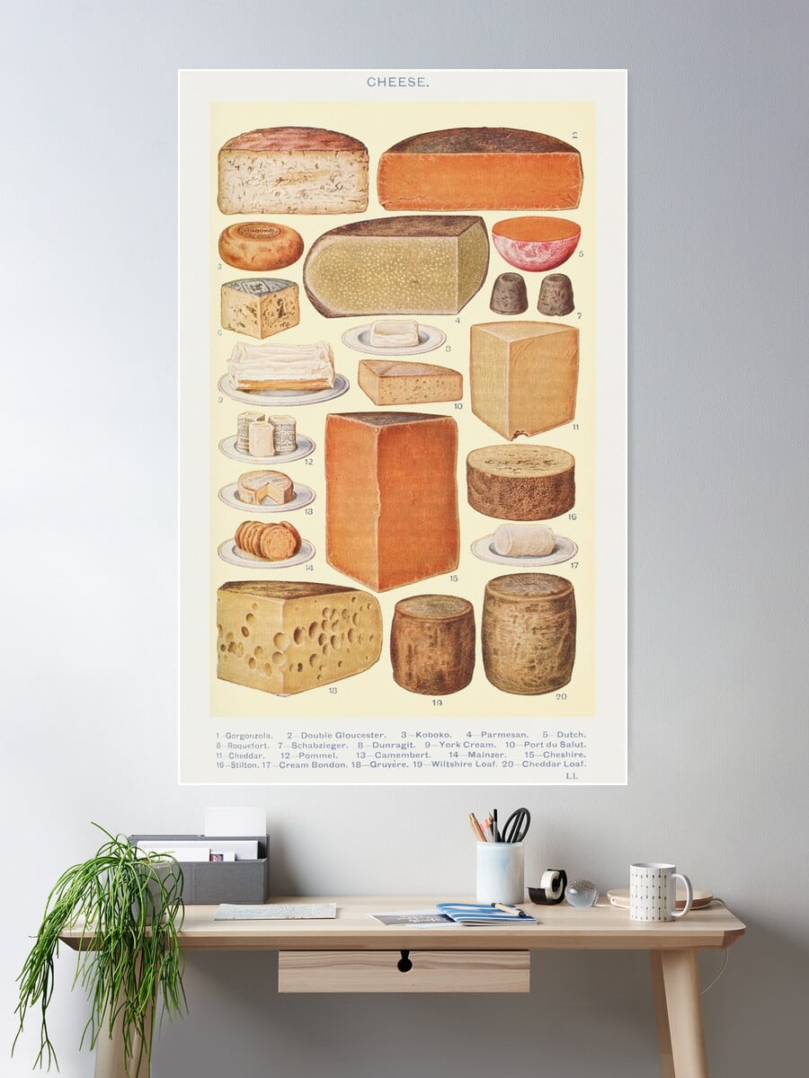Kna Prints - Vintage Collage Of Household Cheeses, Beeton, 1923 Poster ...