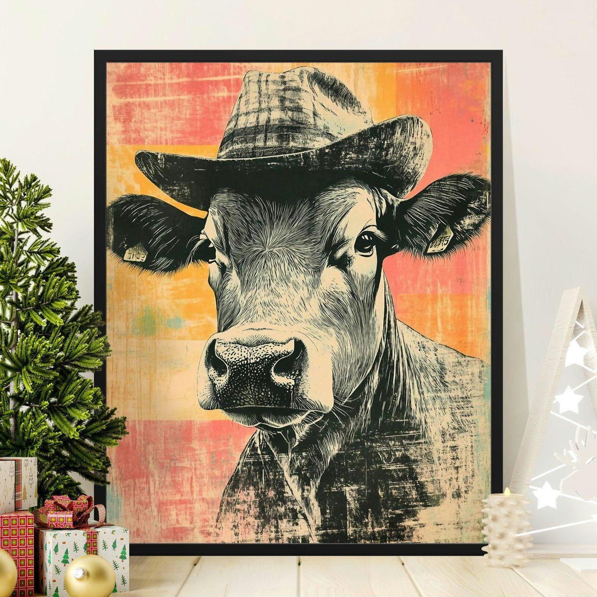 Kna Prints - Vintage Cow Poster, Rustic Farmhouse Decor, Country Wall ...
