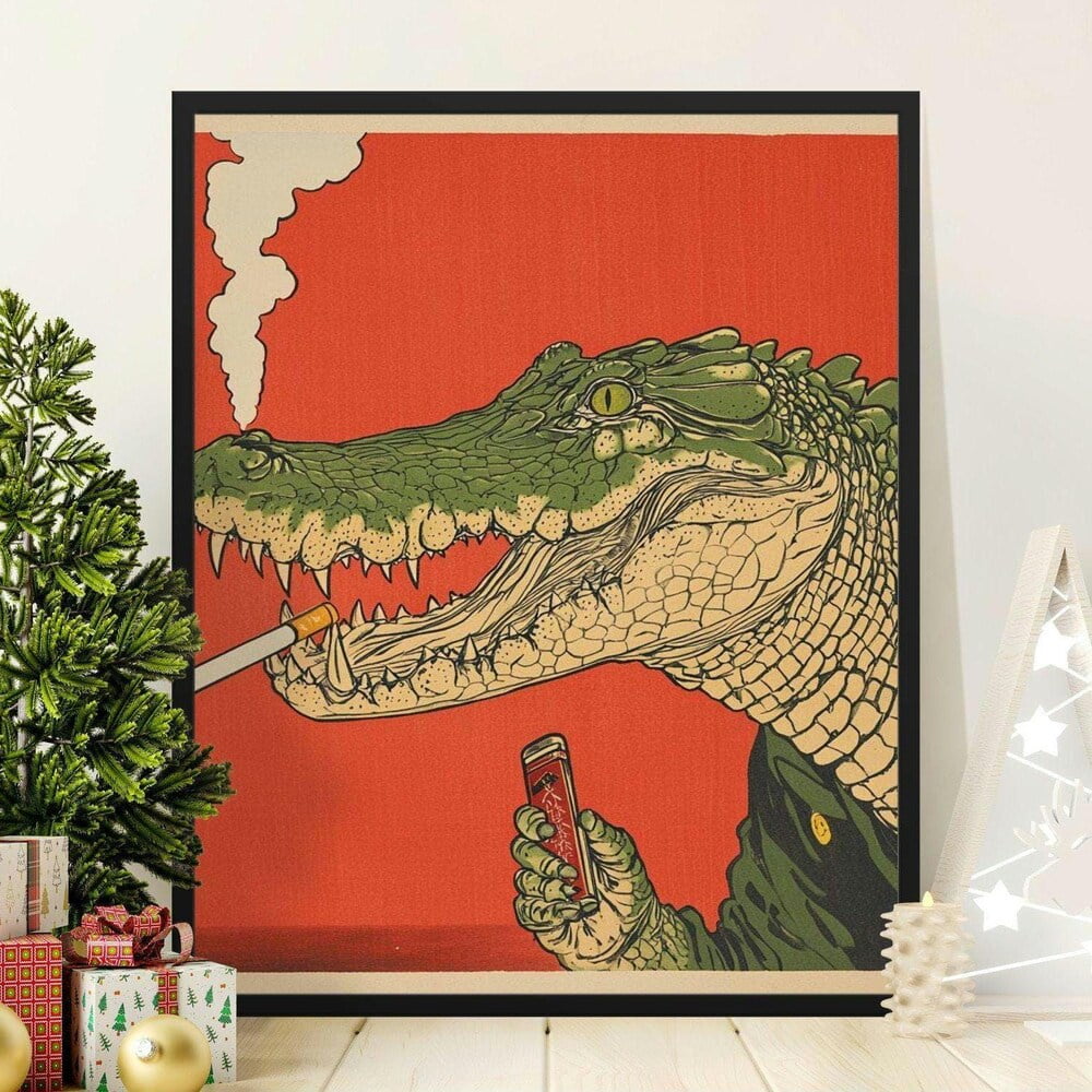Kna Prints - Vintage Crocodile Poster Print, Crocodile Smoking ...