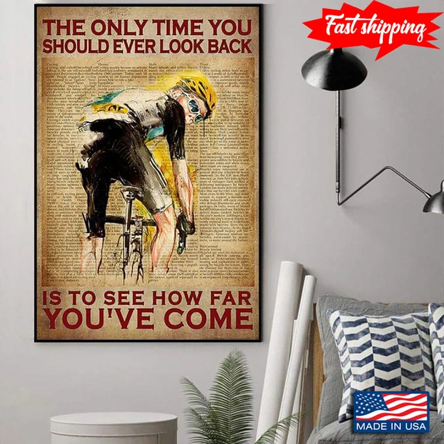 Kna Prints - Vintage Dictionary Theme Cyclist Looking Back The Only ...