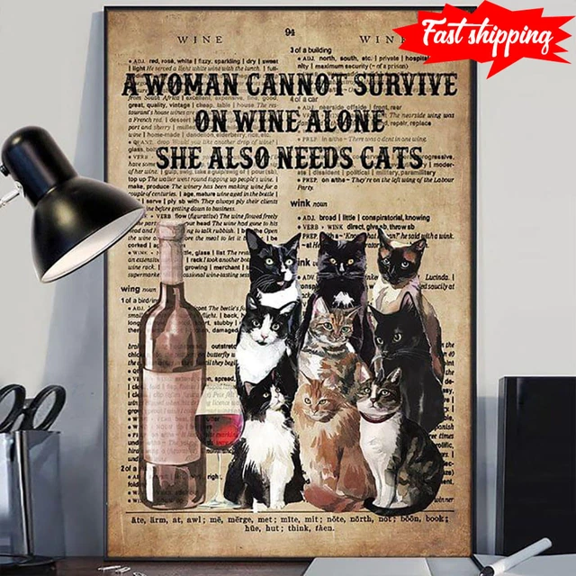 Kna Prints - Vintage Dictionary Theme A Woman Cannot Survive On Wine ...