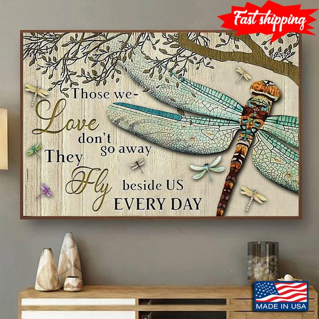 Kna Prints - Vintage Dragonflies Under Tree Branch Those We Love Dont ...