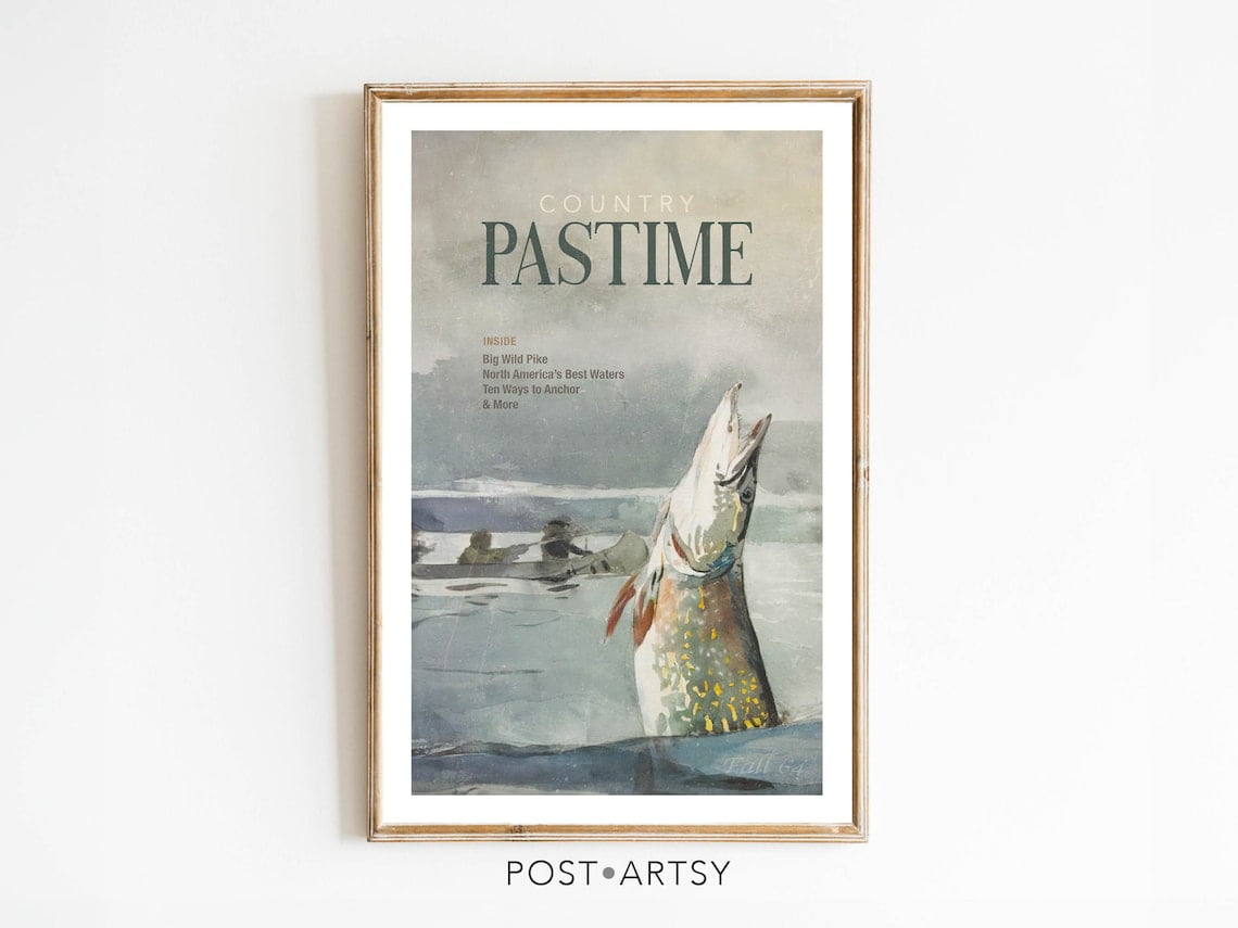 Kna Prints - Vintage Fishing Poster Retro Rivers + Lakes Wildlife Print ...