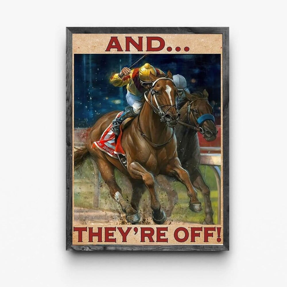 Kna Prints - Vintage Horse Racing Poster, And They'Re Off Wall Art ...
