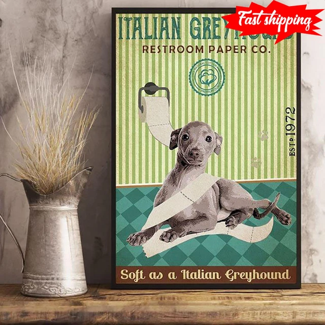 Kna Prints - Vintage Italian Greyhound Restroom Paper Co. Est.1972 Soft ...