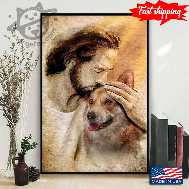 Kna Prints - Vintage Jesus Christ Kissing Pembroke Welsh Corgi Dog For ...
