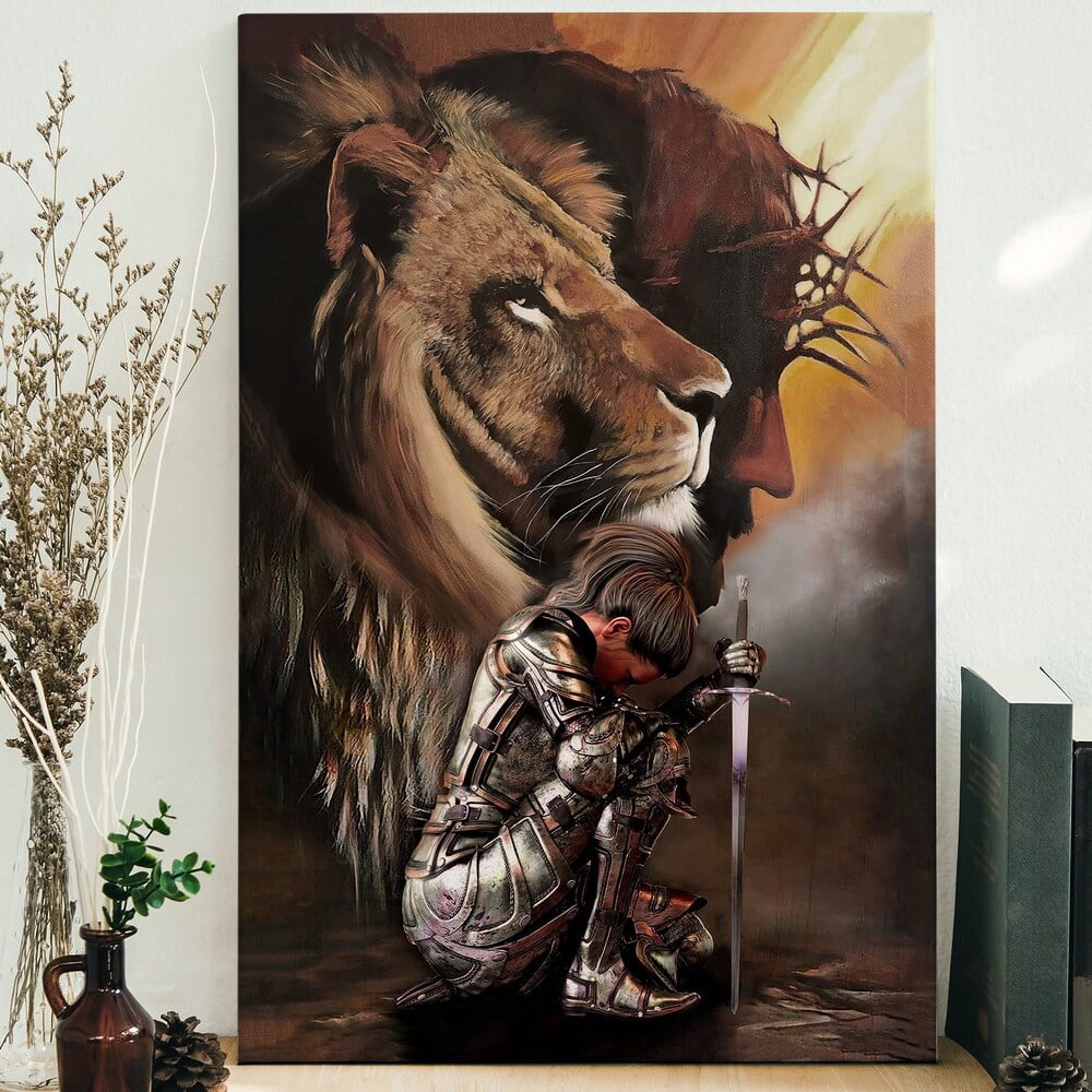 Kna Prints - Vintage Jesus Christ With Lion And Kneeling Knight Poster ...