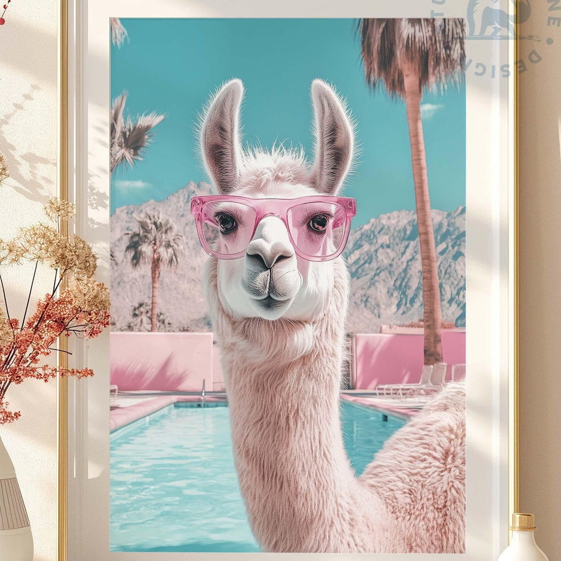 Kna Prints - Vintage Llama Wall Art, Retro Print, California Wall Art ...