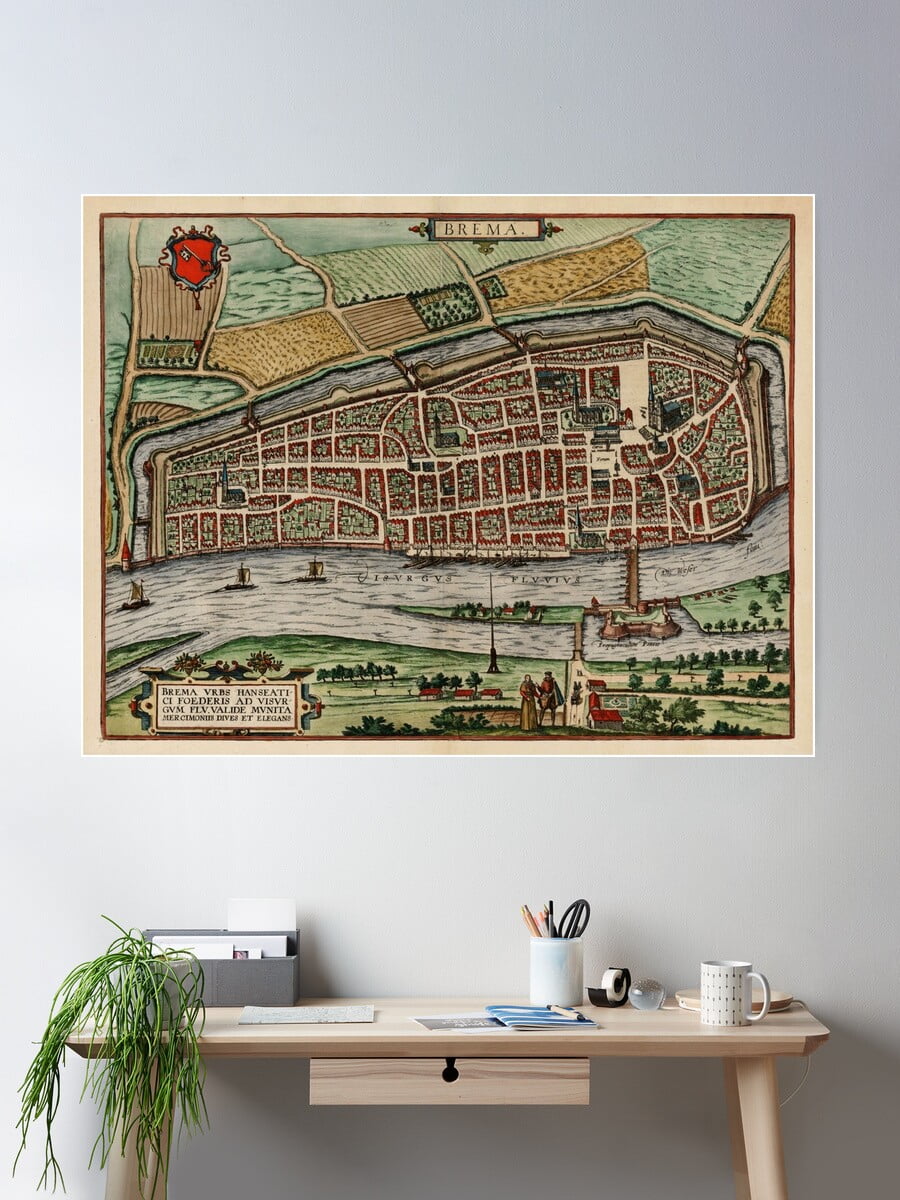 Kna Prints - Vintage Map Of Bremen Germany (1598) Poster , UNFRAMED ...