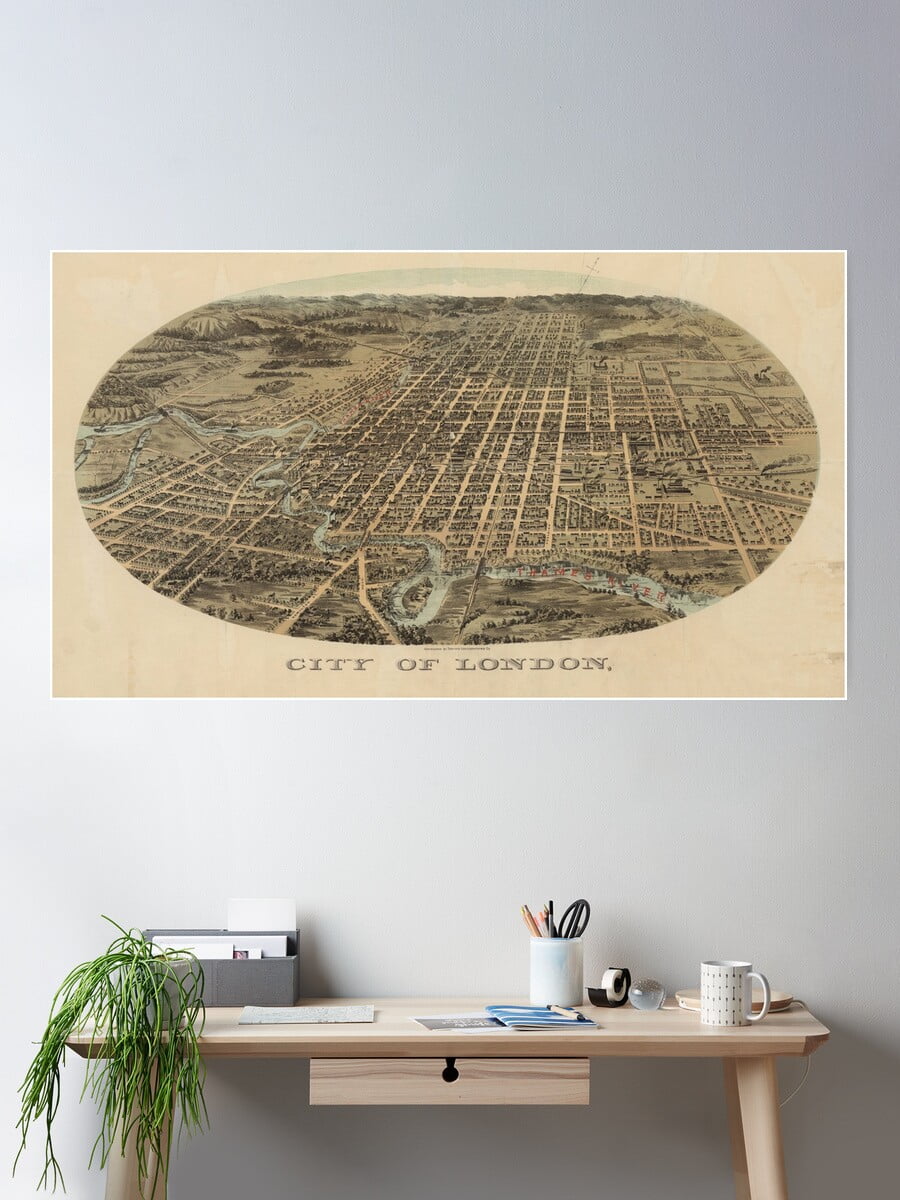 Kna Prints - Vintage Map Of London Canada (1896 Poster, UNFRAMED-16x24 ...