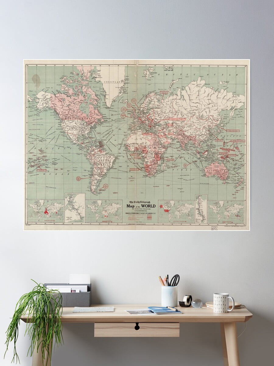 Kna Prints - Vintage Map Of The World (1918) UNFRAMED-12x18 - Walmart.com