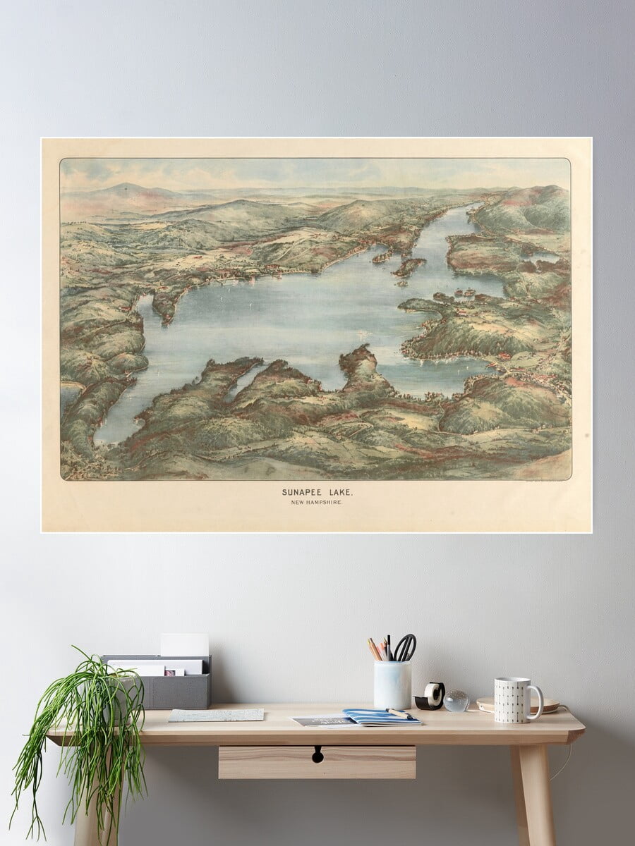 Kna Prints - Vintage Pictorial Map Of Lake Sunapee (1905) Poster Wall ...