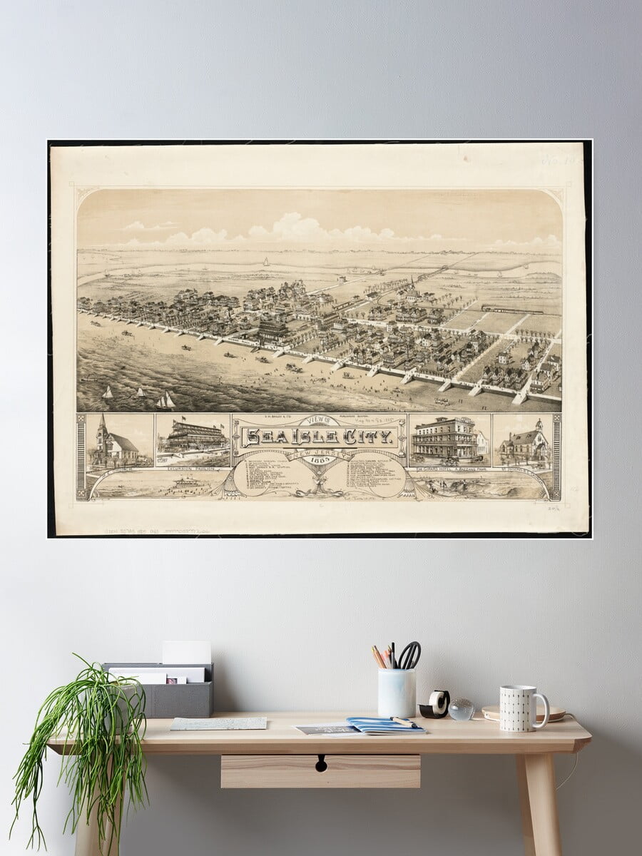 Kna Prints - Vintage Pictorial Map Of Sea Isle City Nj (1885) Poster ...