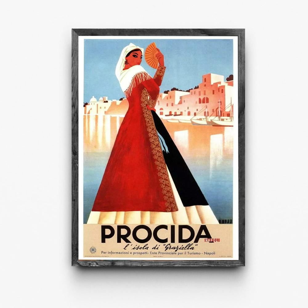 Kna Prints - Vintage Procida Napoli Naples Italy Travel Poster, Retro ...