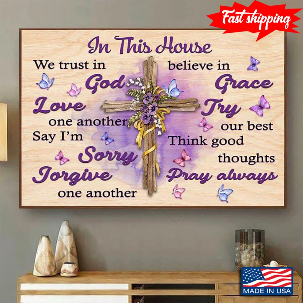 Kna Prints - Vintage Purple Theme Floral Jesus Cross And Butterflies In ...