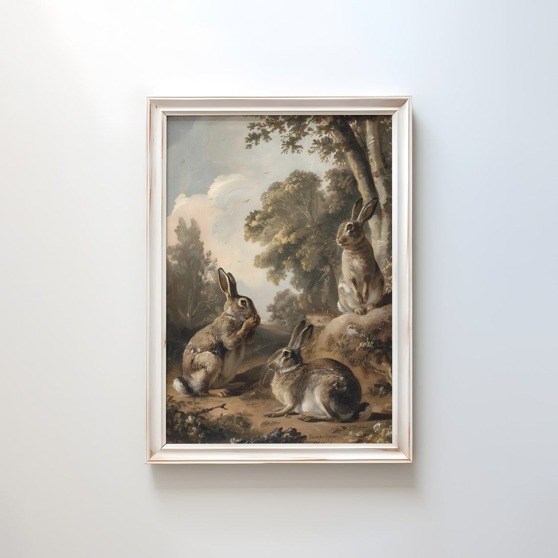 Kna Prints - Vintage Rabbit Painting , Antique Bunnies Print Wall Art ...