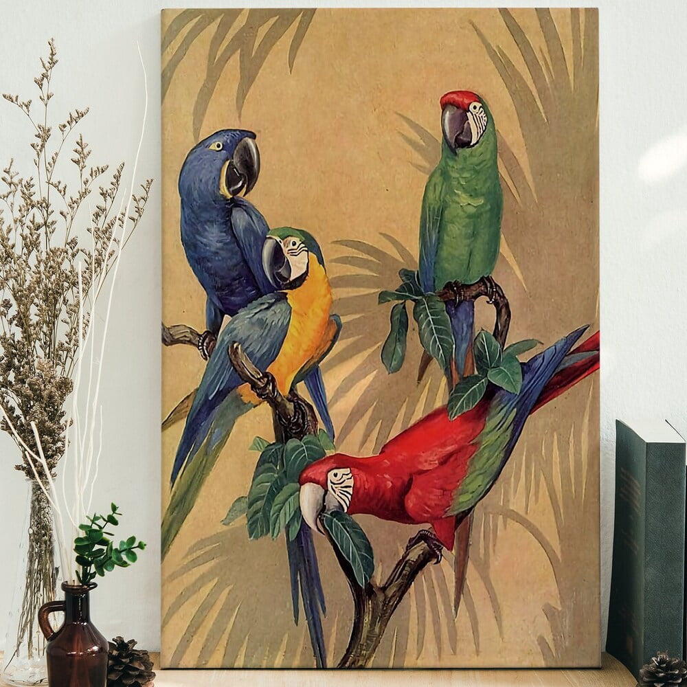 Kna Prints - Vintage Retro Tropical Macaw Parrot Bird Painting Colorful ...