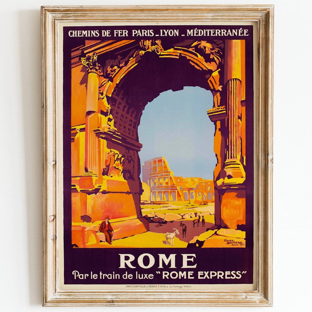 Kna Prints - Vintage Rome Travel Poster French Train Ad Railway Rome ...