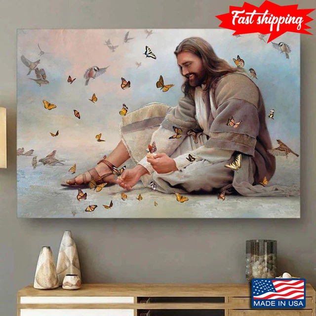 Kna Prints - Vintage Smiling Jesus Christ Playing With Monarch ...