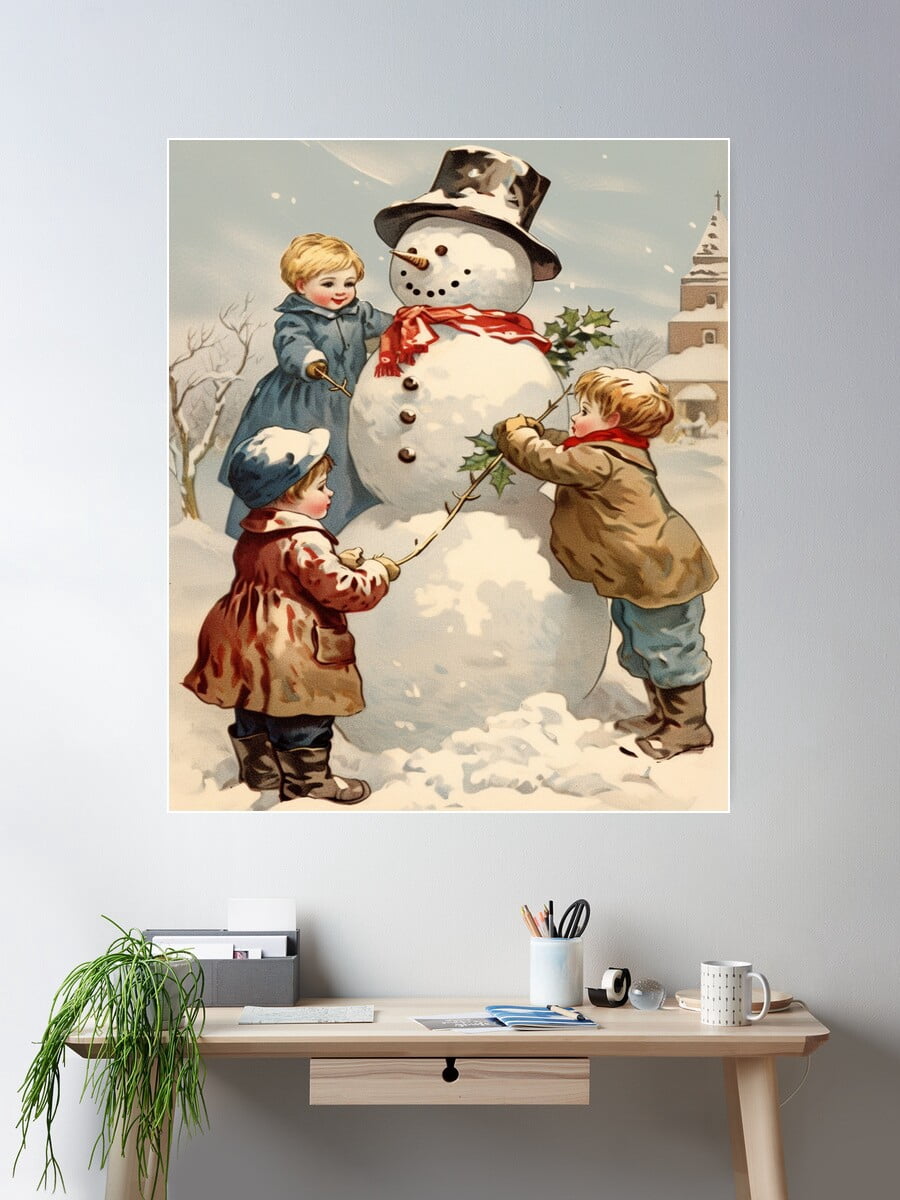 Kna Prints - Vintage Snowman Creation Poster, UNFRAMED-12x18 - Walmart.com