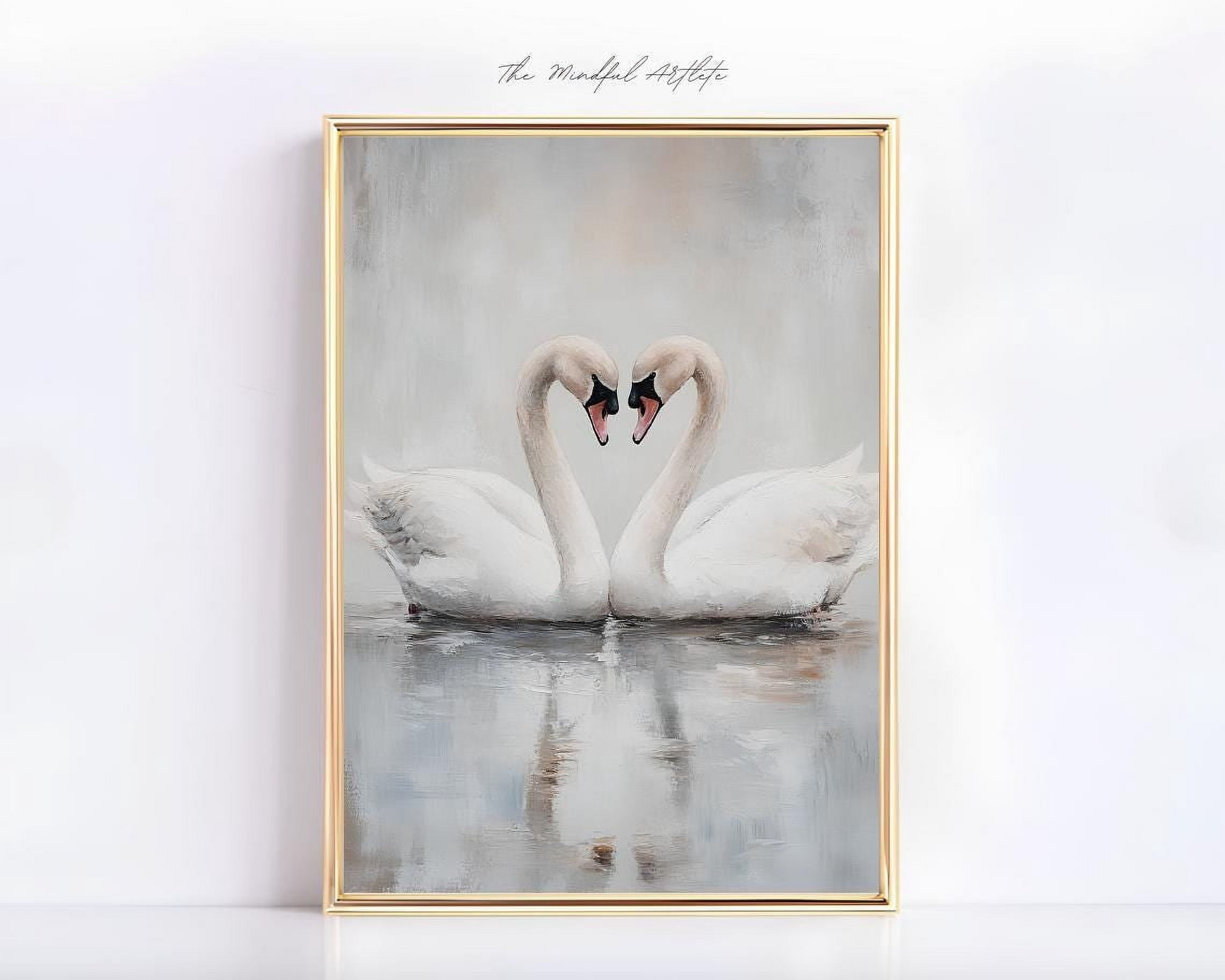 Kna Prints - Vintage Swan Print White Swan Painting Pastel Nursery ...